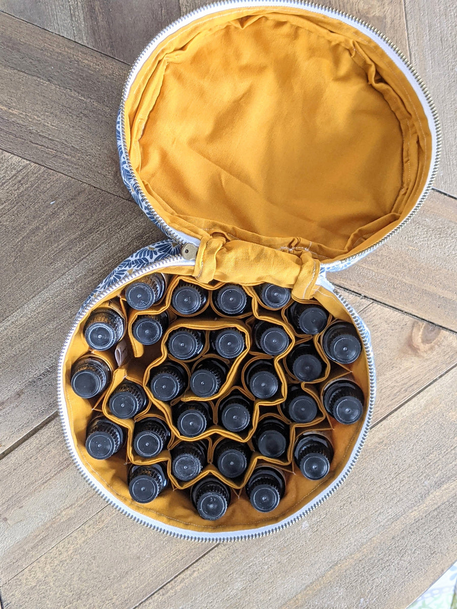 Essential Oil Travel Case || Holds 30+ Oils || Indigo Art Deco Design ...